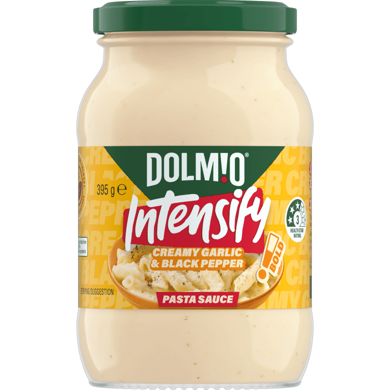 DOLMIO Intensify Creamy Garlic & Black Pepper Pasta Sauce 395g | Dolmio AU